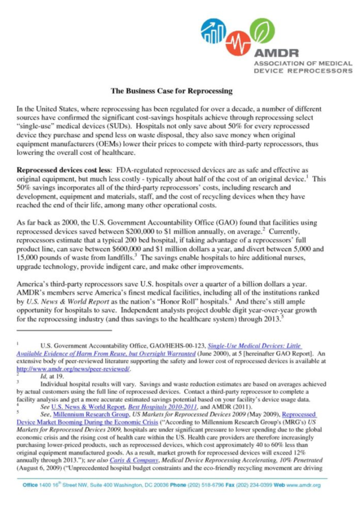 Business Case for Reprocessing screenshot - AMDR | Association of ...